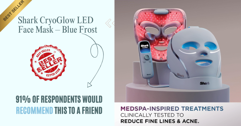 Shark CryoGlow LED Face Mask – Blue Frost | FSA/HSA Eligible | Anti ...