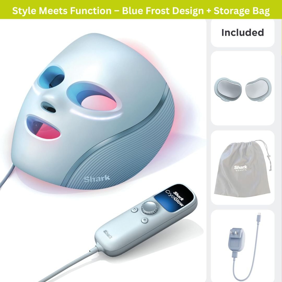 Shark CryoGlow LED Face Mask – Blue Frost | FSA/HSA Eligible | Anti ...